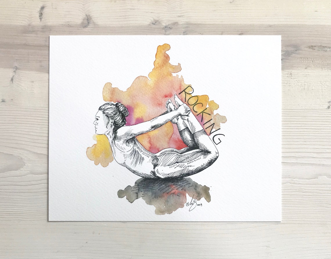 Pilates Art Rocking Exercise Pilates Anatomy Art Watercolor Print ...