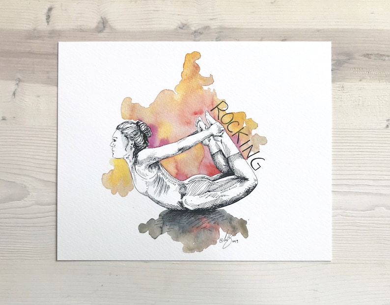 Pilates Art Rocking Exercise Pilates Anatomy Art Watercolor Print ...
