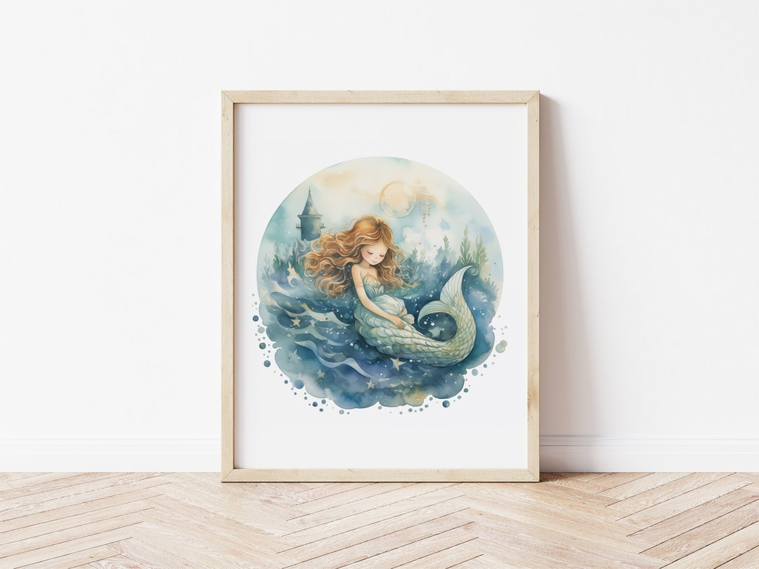 Mermaid Nursery Print, Mermaid Digital Print, Mermaid Room Decor ...