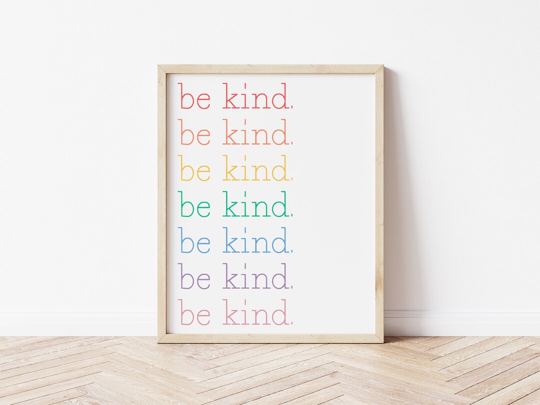 Be Kind Sign, Rainbow Bedroom Decor, Be Kind Wall Art, Rainbow Wall Art ...