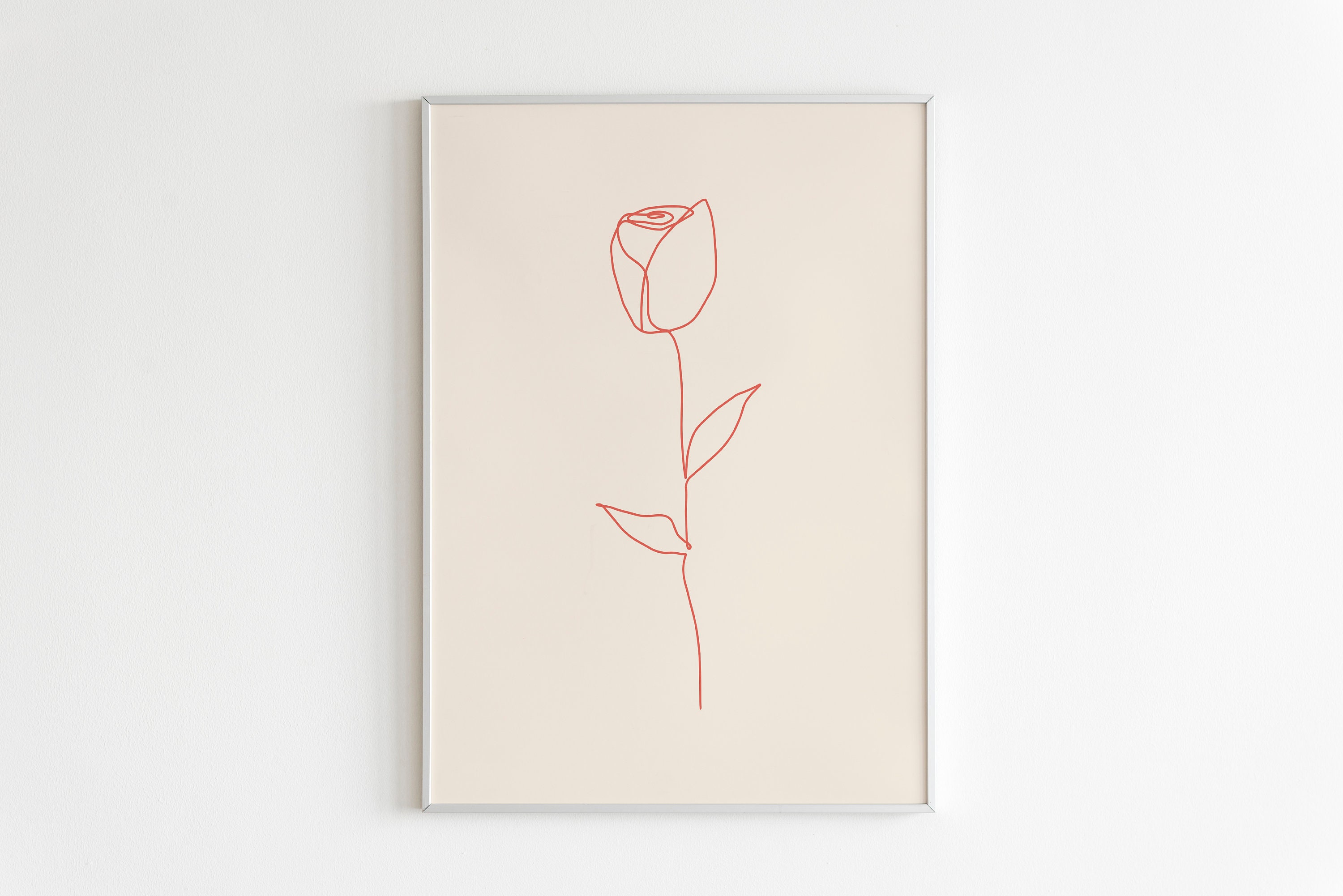 Red Flower Line PRINTABLE / Line Art Mid Century Modern Abstract Art ...