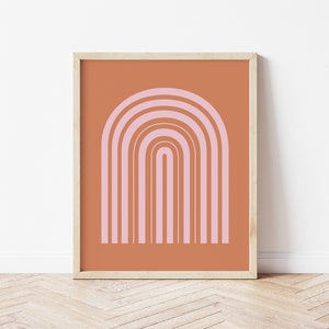 Pink Rainbow PRINTABLE / Mid Century Modern Abstract Art | Etsy