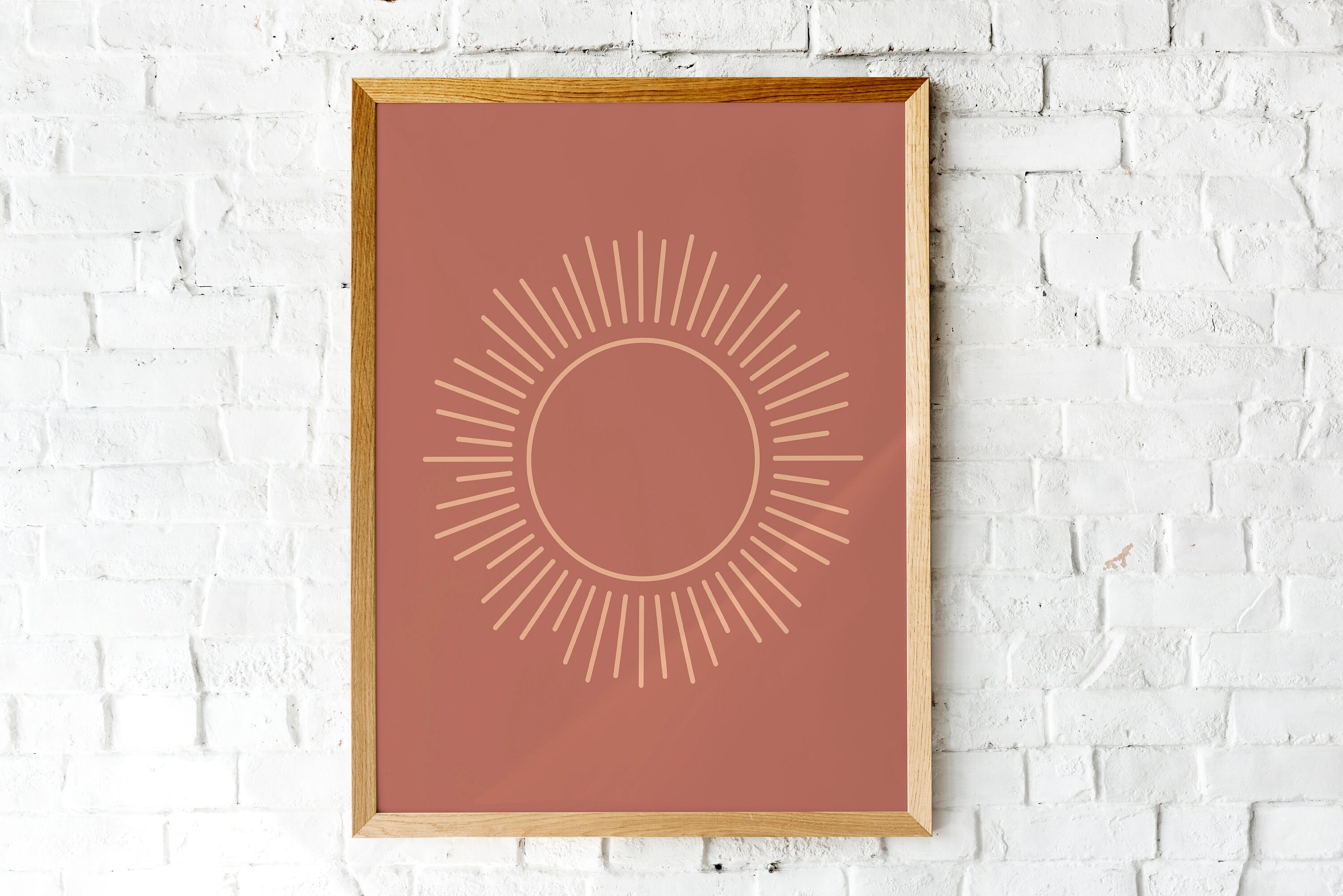 Sunburst PRINTABLE / Mid Century Modern Abstract Art Terracotta Boho ...