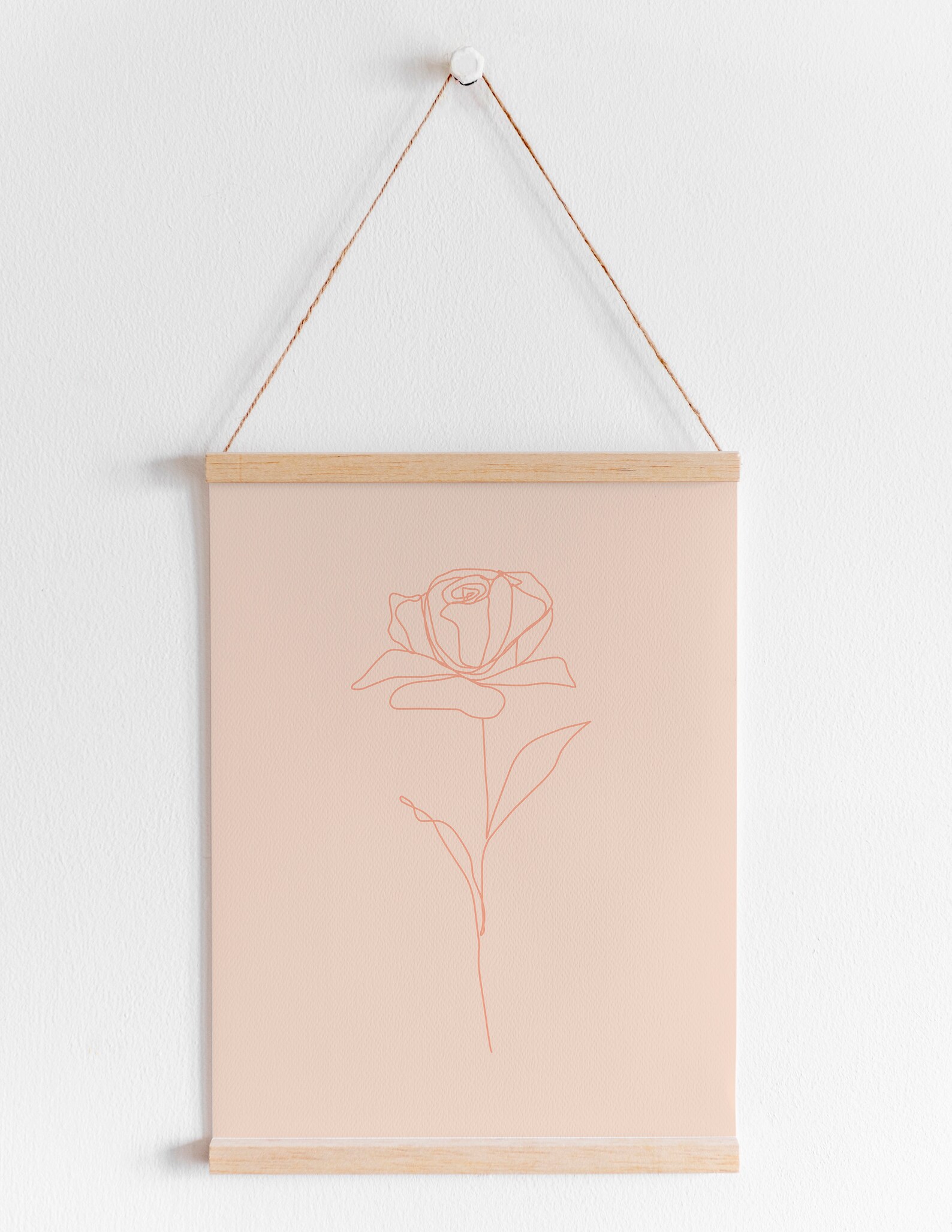 Peachy Pink Flower Line PRINTABLE / Line Art Mid Century - Etsy