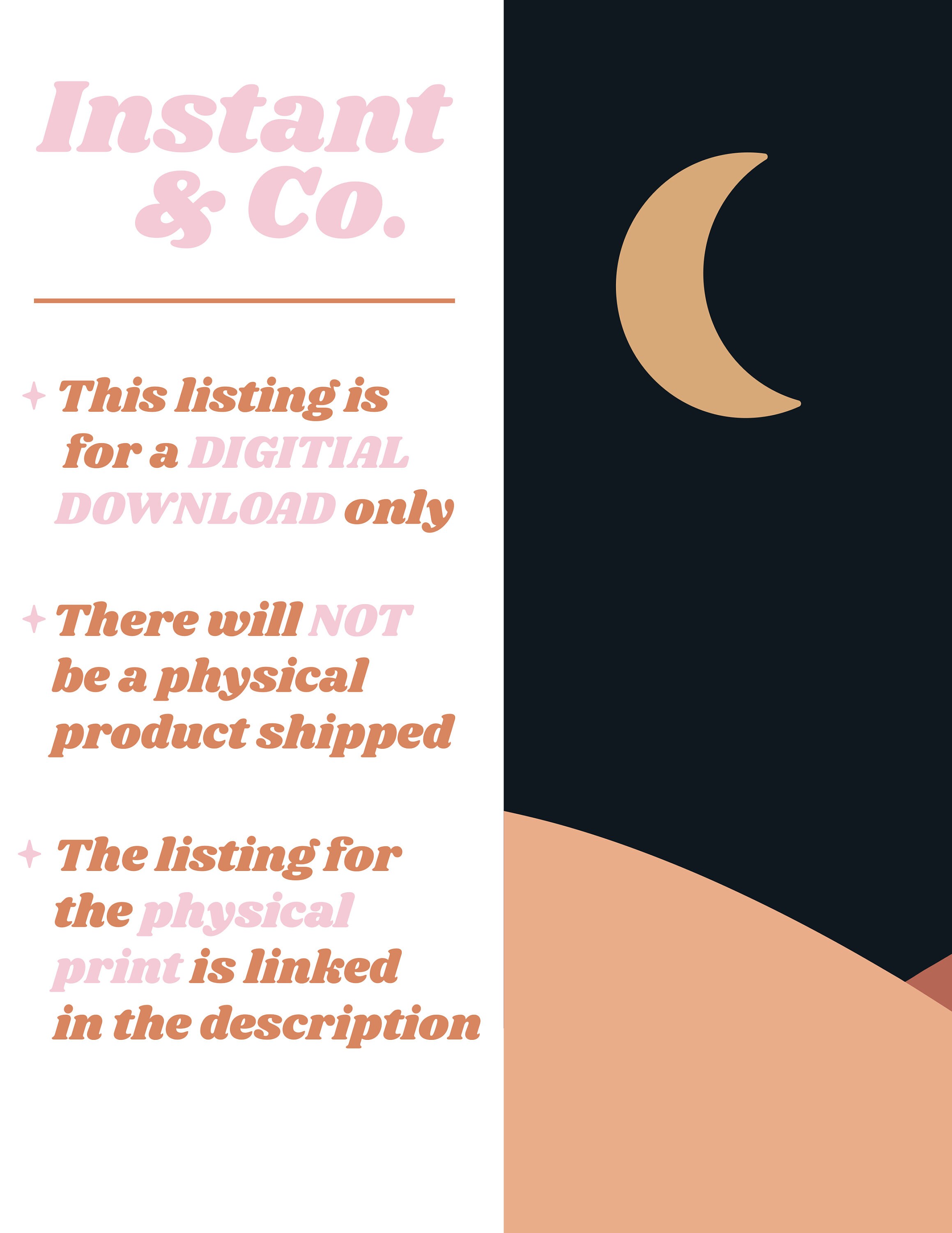 Midnight Moon PRINTABLE / Mid Century Modern Abstract Art Terracotta ...