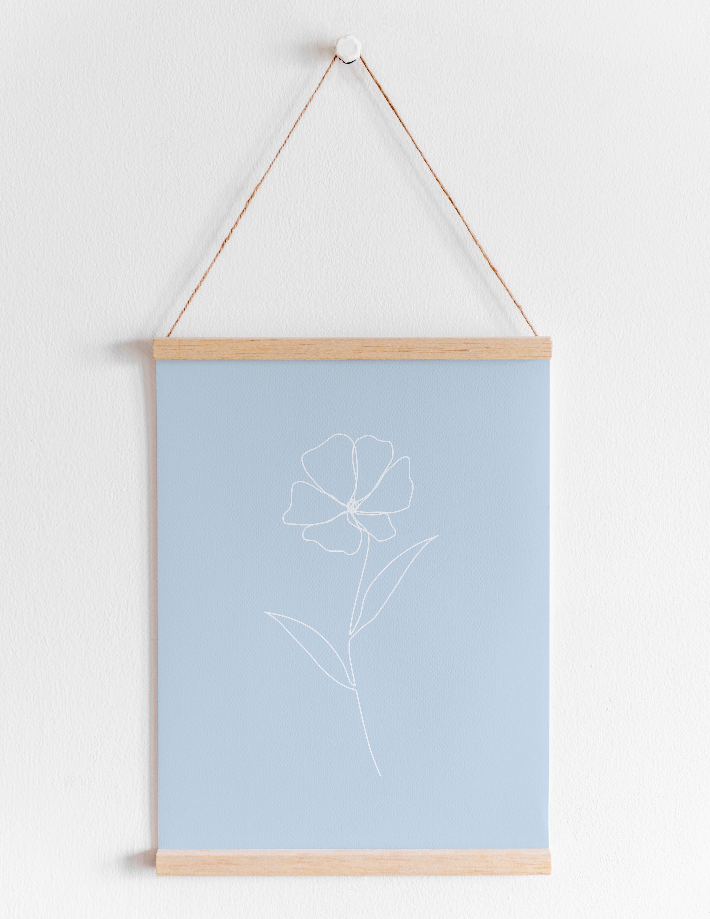 Periwinkle Blue Flower Line PRINTABLE / Line Art One Line Mid Century ...