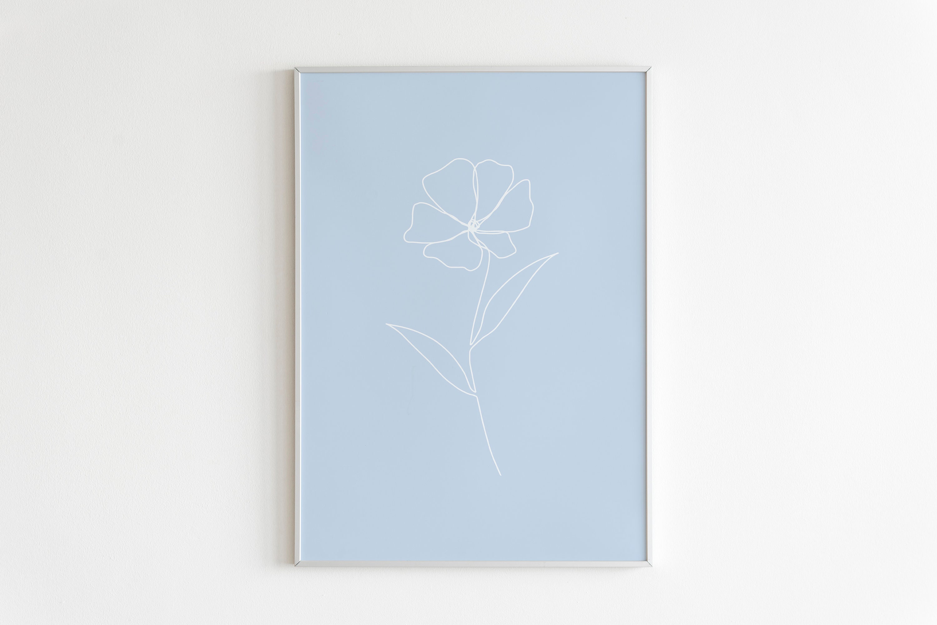 Periwinkle Blue Flower Line PRINTABLE / Line Art One Line Mid Century ...