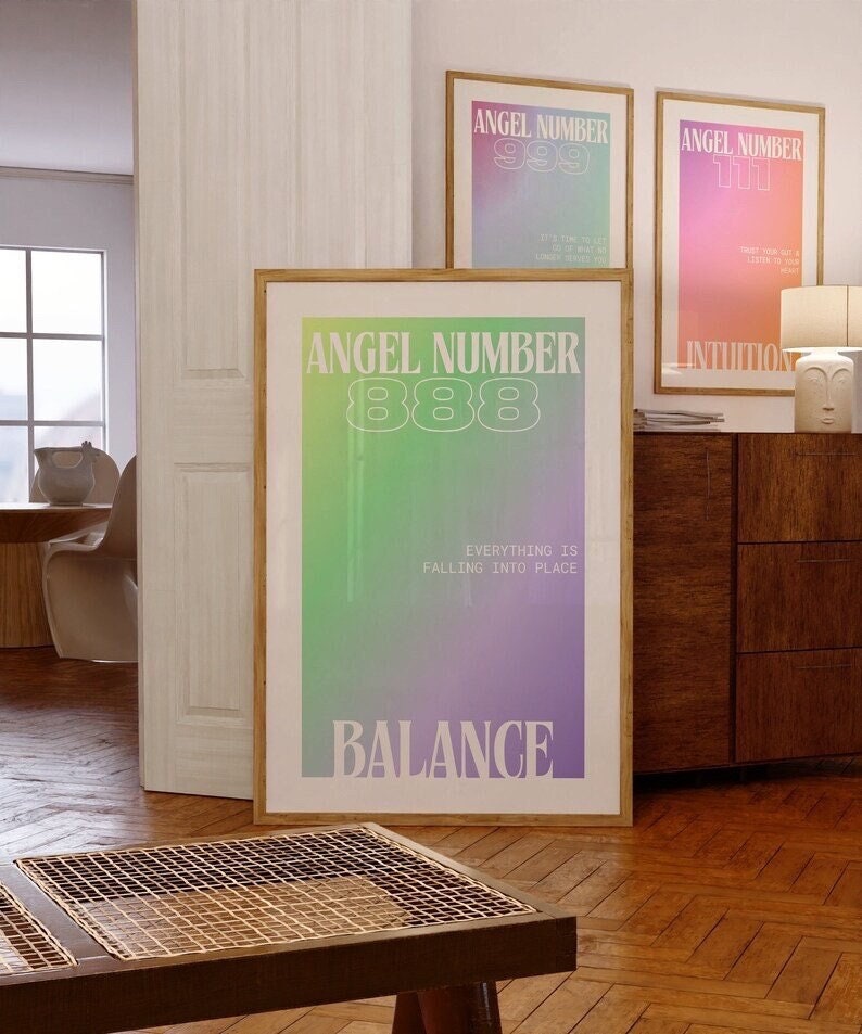 888 Angel Numbers Wall Art Poster / Gradient Wall Art Print, Gradient ...