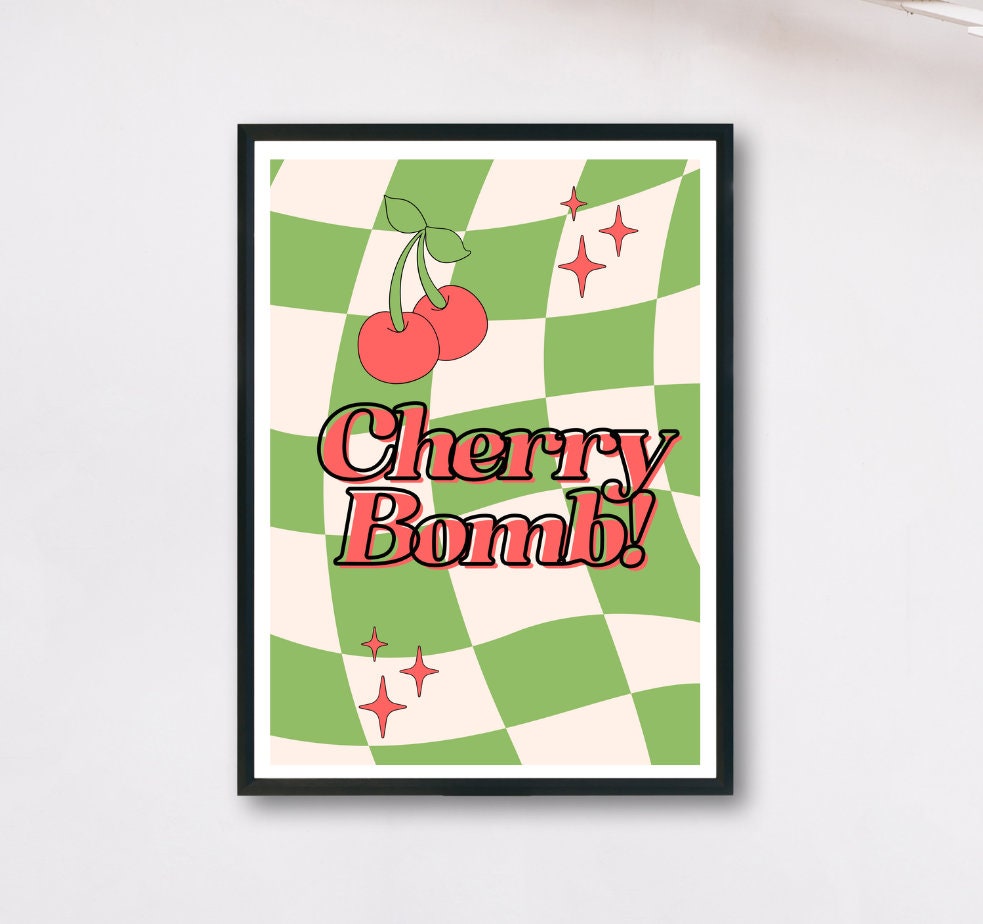 Cherry Bomb PRINTABLE / Cute Artwork Cherry Decor Y2K 70s - Etsy