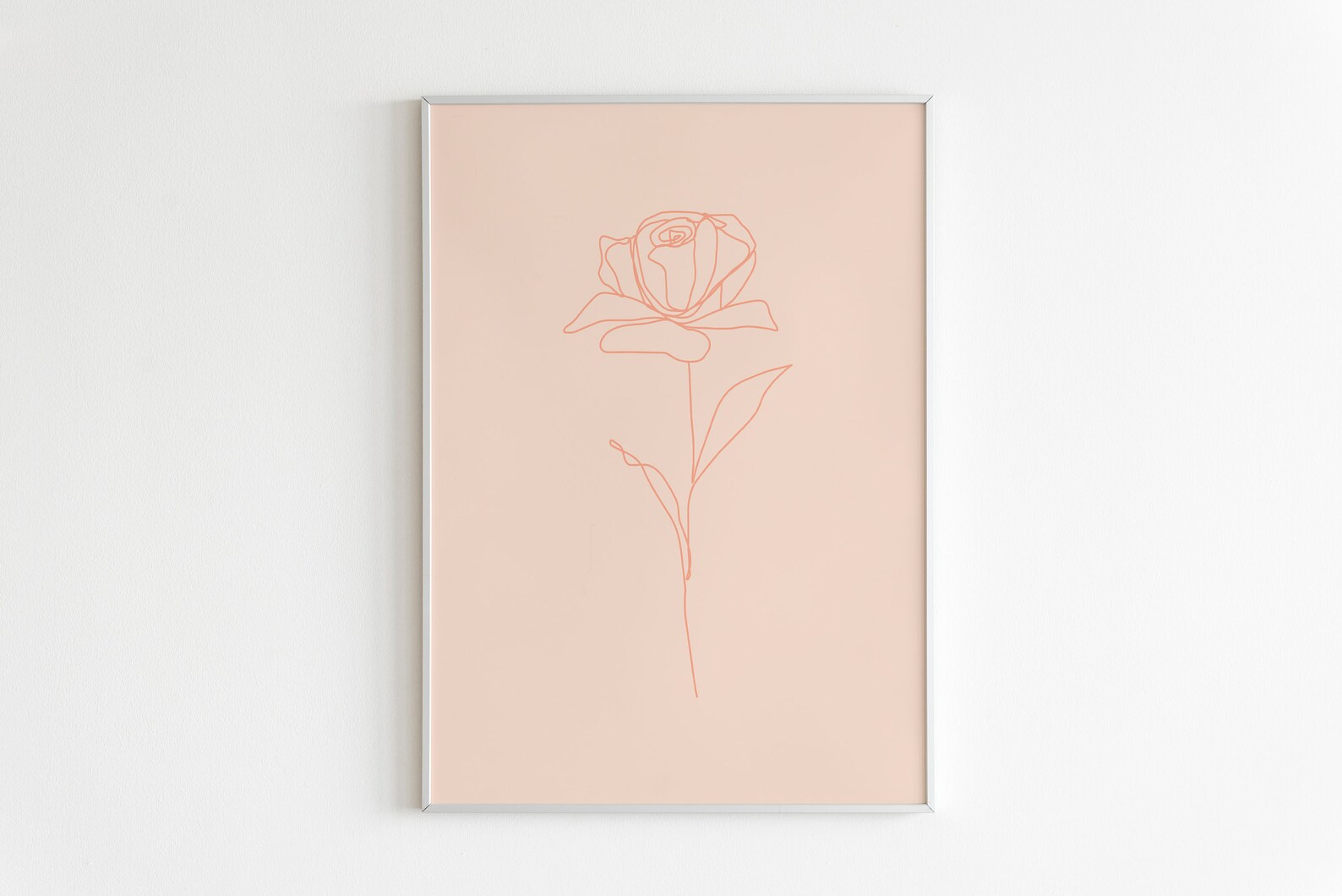 Peachy Pink Flower Line PRINTABLE / Line Art Mid Century - Etsy