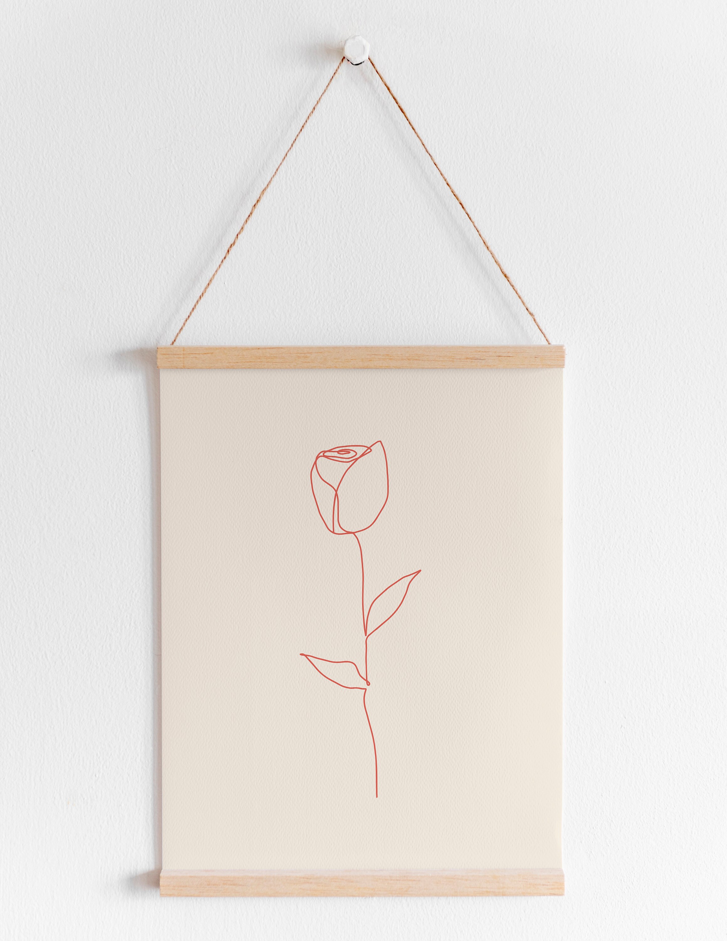 Red Flower Line PRINTABLE / Line Art Mid Century Modern Abstract Art ...