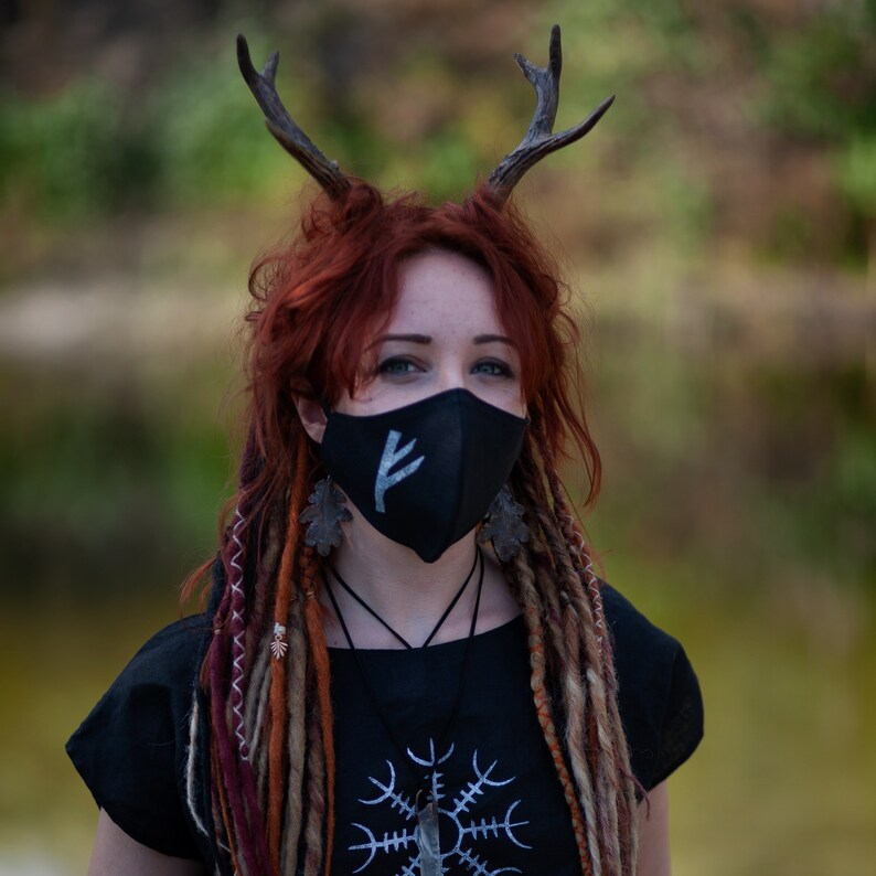 Runes Face Mask With Handmade Print. Viking Style Face Mask. - Etsy