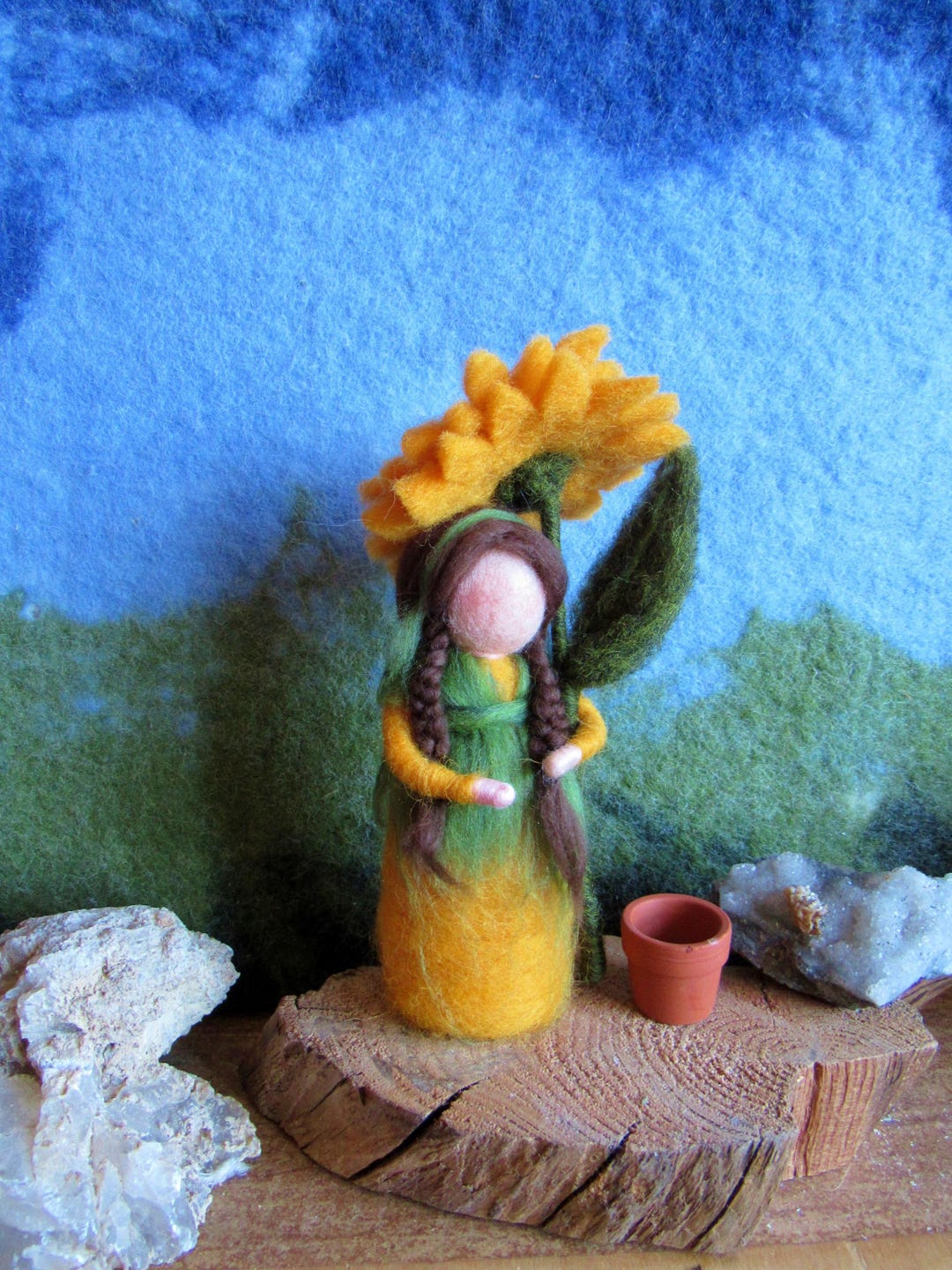 Waldorf Felted Sunflower, Elf, Fairy, Flower Child, Gnome, Dwarf ...