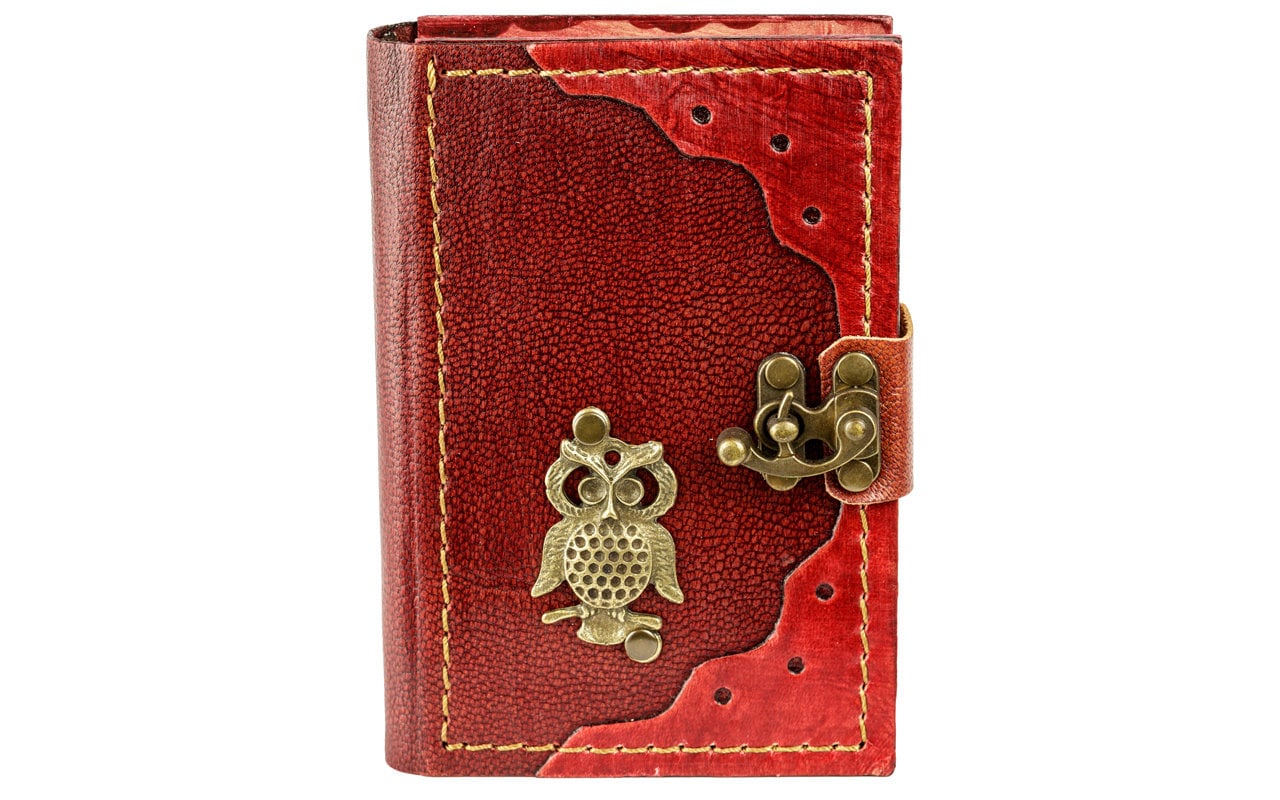 Small diary notebook lined leather 3 colors 'owl' | Etsy