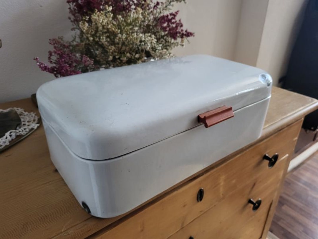 Old Bread Box, Lunch Box Antique Enamel Enamel Storage, Decoration - Etsy