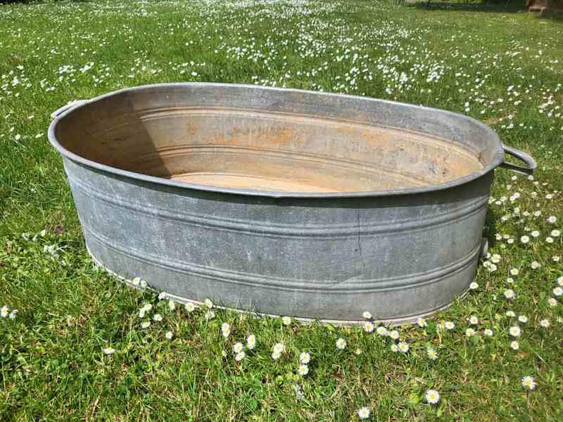 Alte XXL Zinkwanne mit Ablauf / Abfluss, Wanne Badewanne, Waschwanne ...