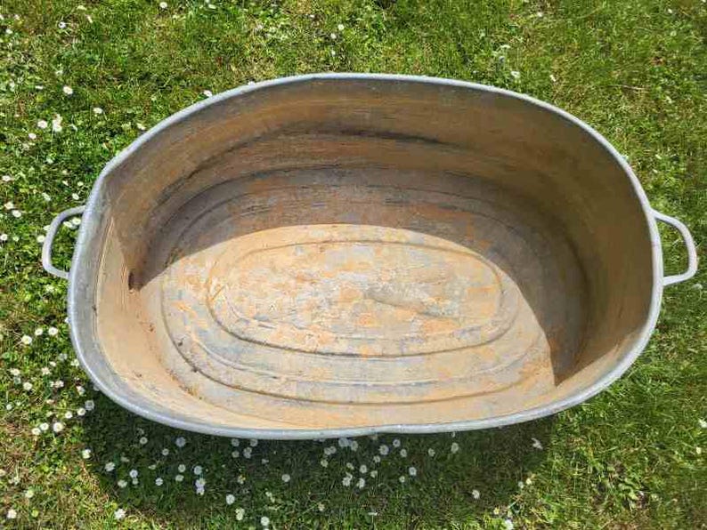 Alte XXL Zinkwanne mit Ablauf / Abfluss, Wanne Badewanne, Waschwanne ...