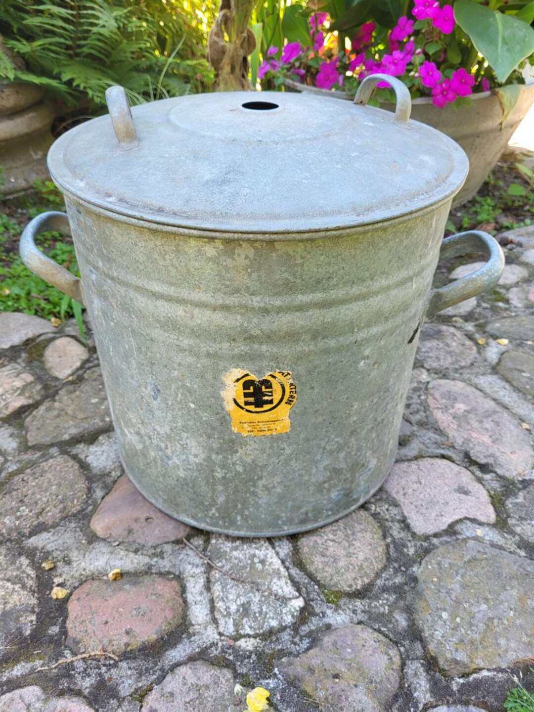 Old Zinc Pot, Preserving Pot, Planter, Zinc Barrel, Plant Pot - Etsy