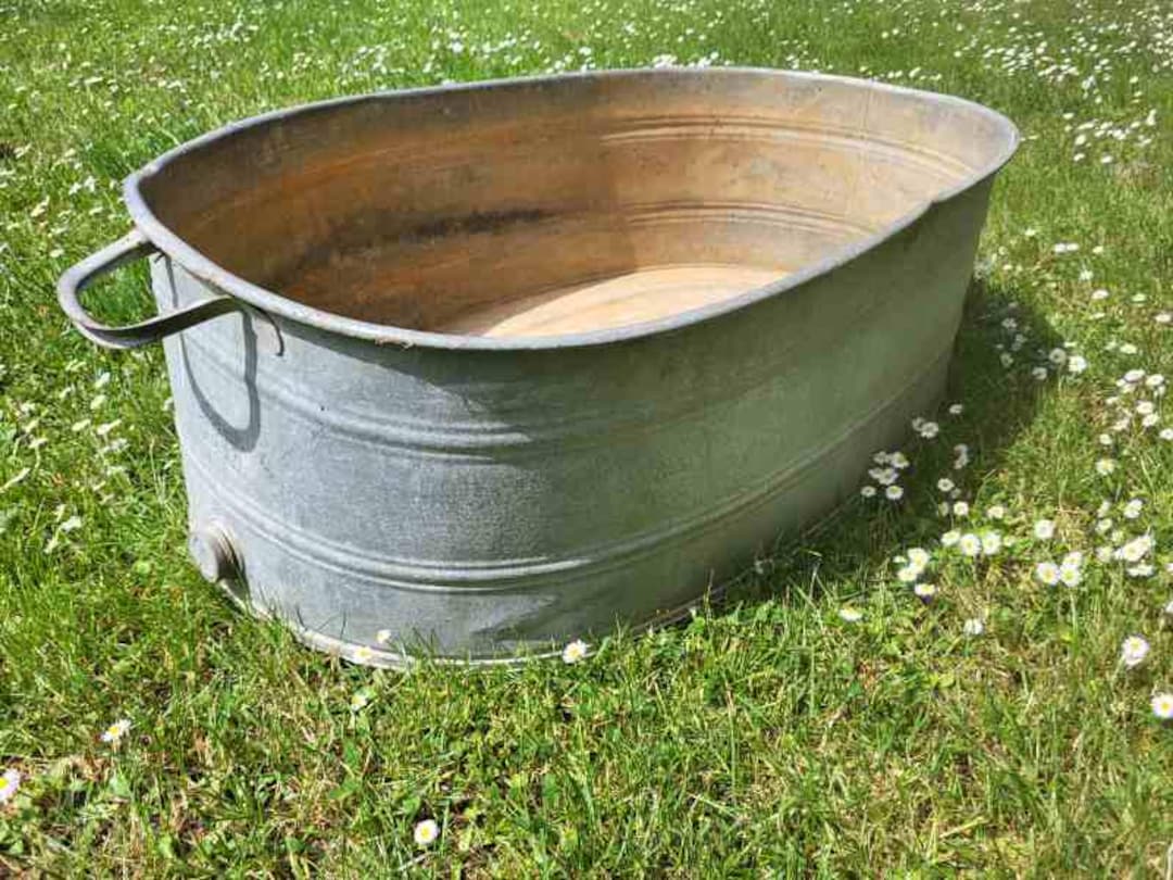 Alte XXL Zinkwanne mit Ablauf / Abfluss, Wanne Badewanne, Waschwanne ...