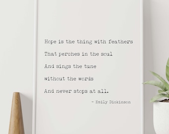 Hope is the Thing With Feathers Emily Dickinson Poem Chalk - Etsy
