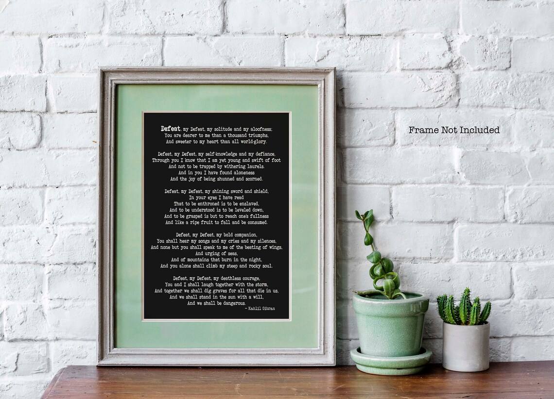 Kahlil Gibran Print. Defeat poem Print | Etsy