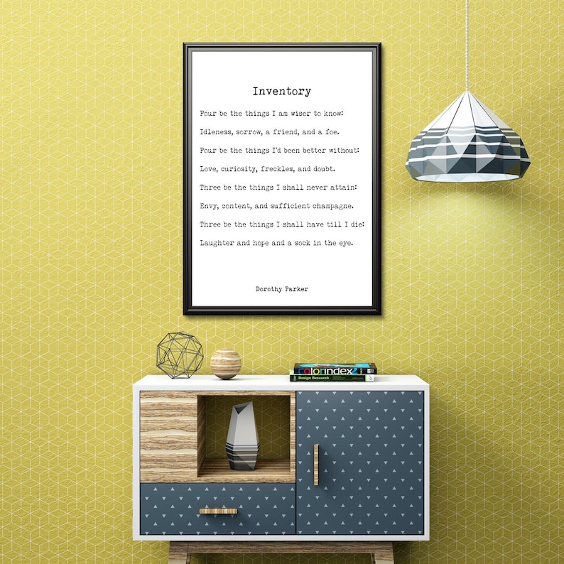 Dorothy Parker Poem Print. Dorothy Parker Inventory Poem - Etsy Australia