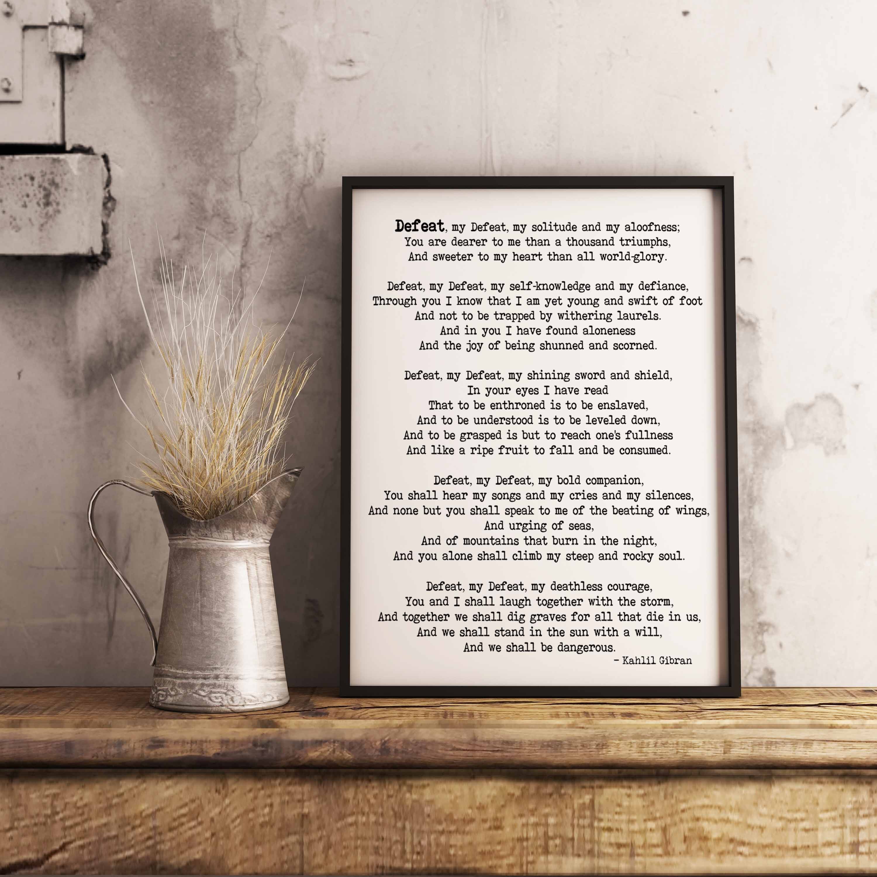 Kahlil Gibran Print. Defeat poem Unframed Print | Etsy