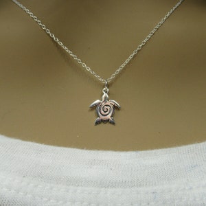 Spiral Shell Sea Turtle Necklace 925 Sterling Silver Beach Ocean Surfer ...