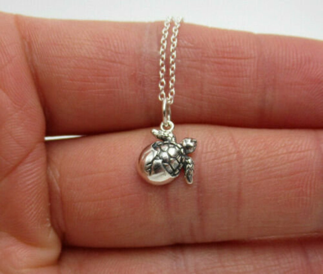 Hatching Baby Sea Turtle Necklace 925 Sterling Silver Beach Ocean ...