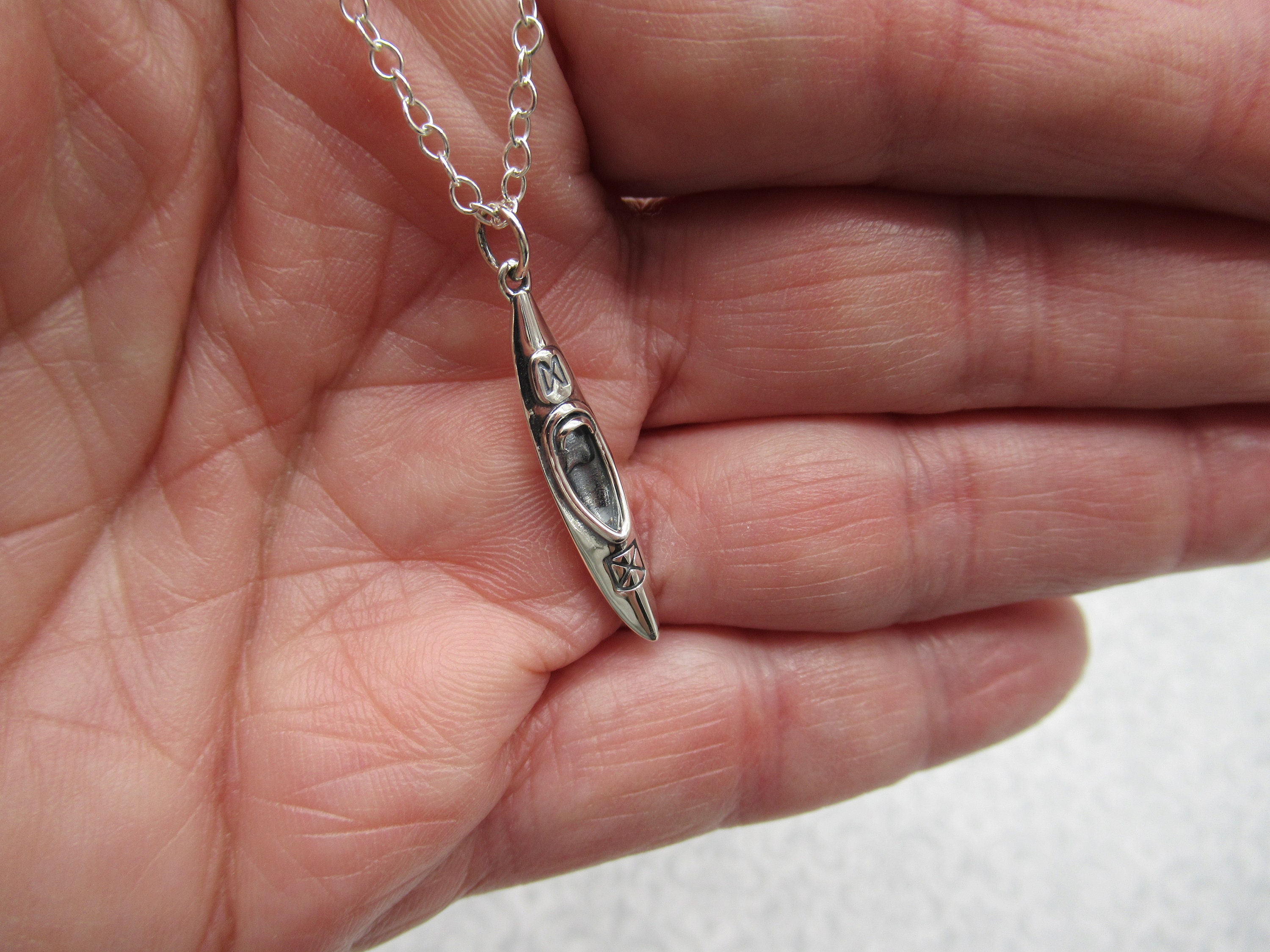Kayak Necklace 925 Sterling Silver Hiking Camping Canoe | Etsy