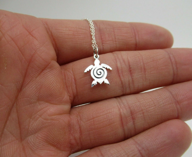 Spiral Shell Sea Turtle Necklace 925 Sterling Silver Beach - Etsy