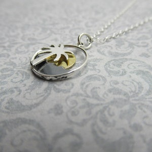 Palm Tree Ocean Waves & Sun Necklace Sterling Silver Tropical Beach ...