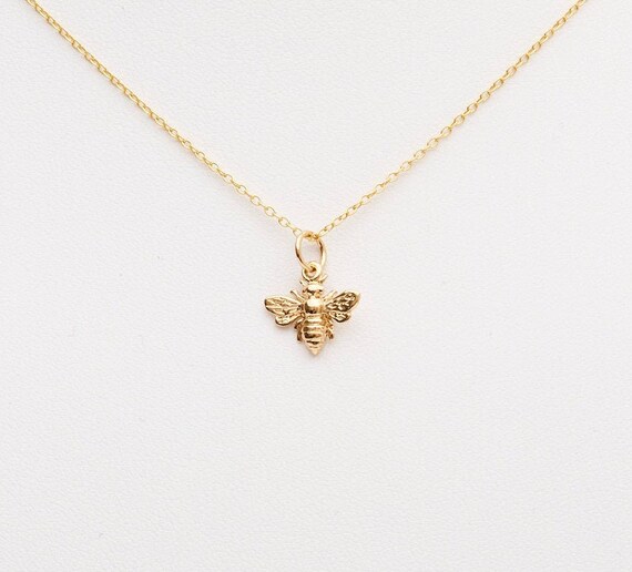 Tiny Gold Bee Pendant 14K Gold Plated Sterling Silver - Etsy