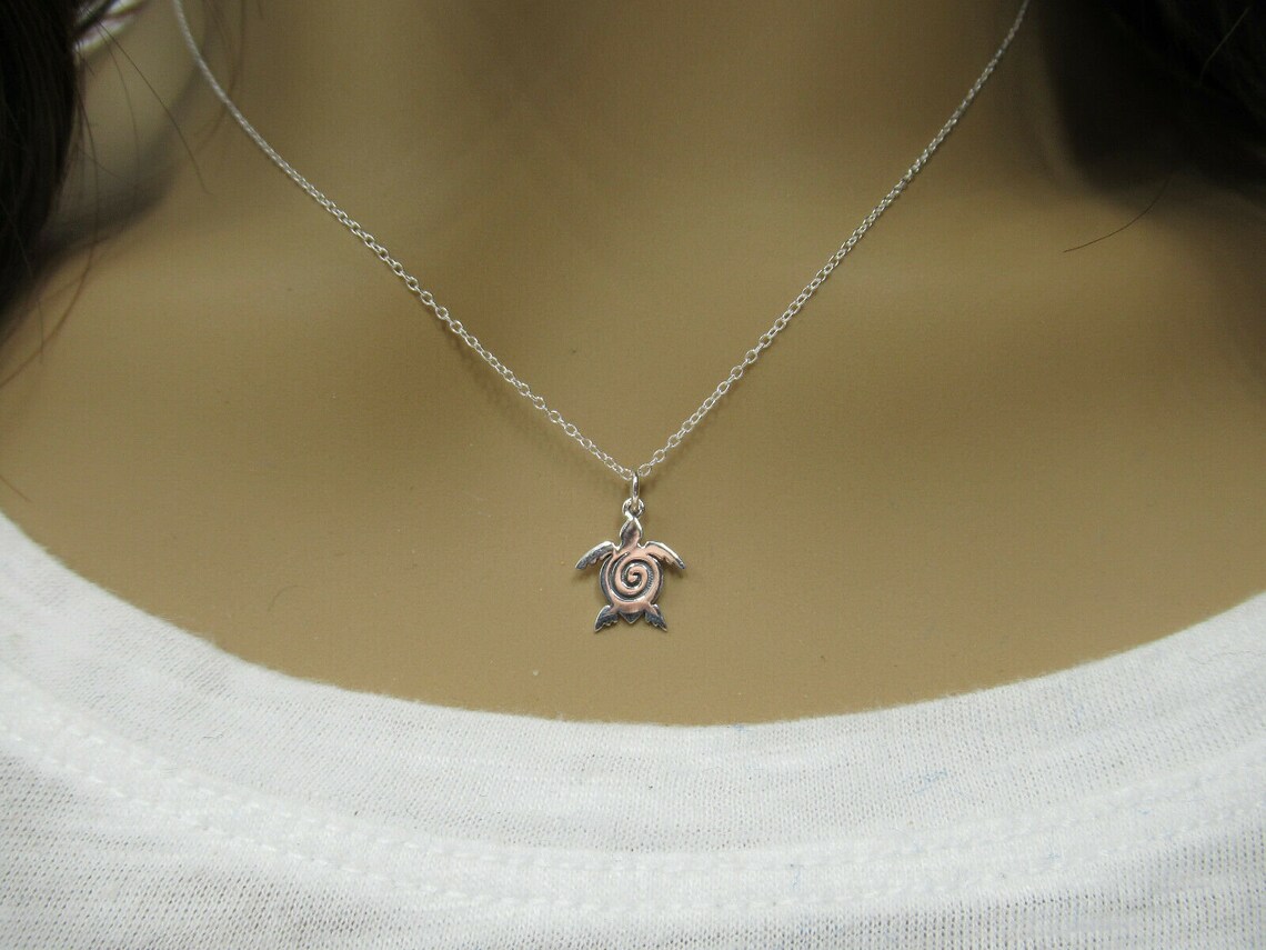 Spiral Shell Sea Turtle Necklace 925 Sterling Silver Beach - Etsy