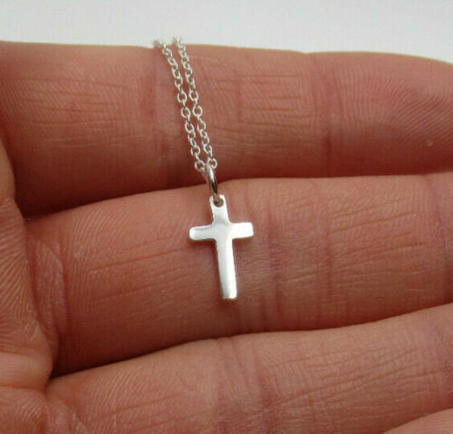 Simple Cross Necklace 925 Sterling Silver Pendant Easter | Etsy