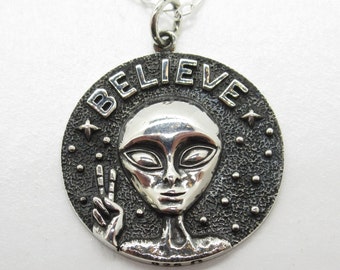 Filigree Alien Head Pendant Unisex Handmade Sterling Silver - Etsy
