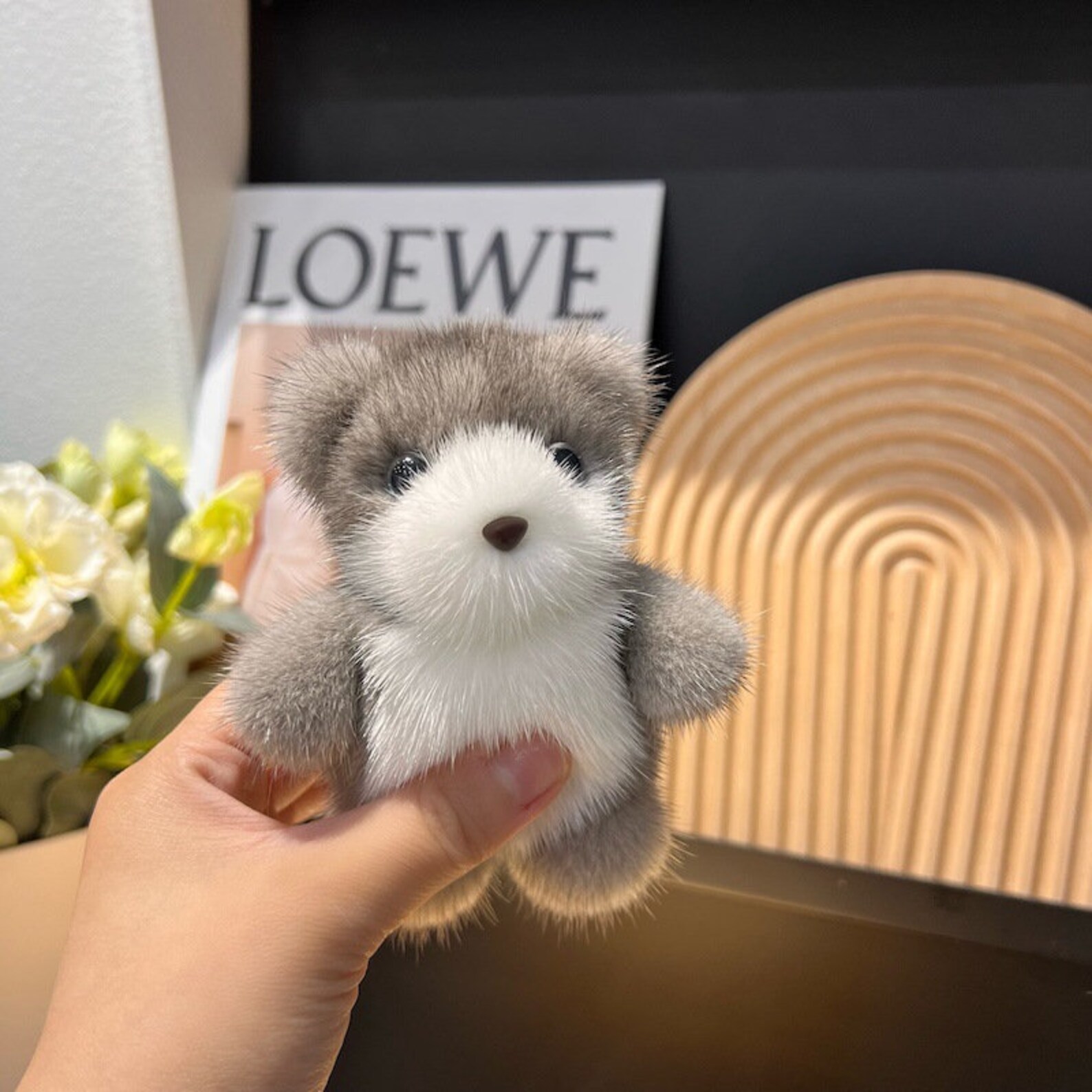 Fluffy Mink Fur Bear Doll Car Key Bag Pendant Keychains - Etsy