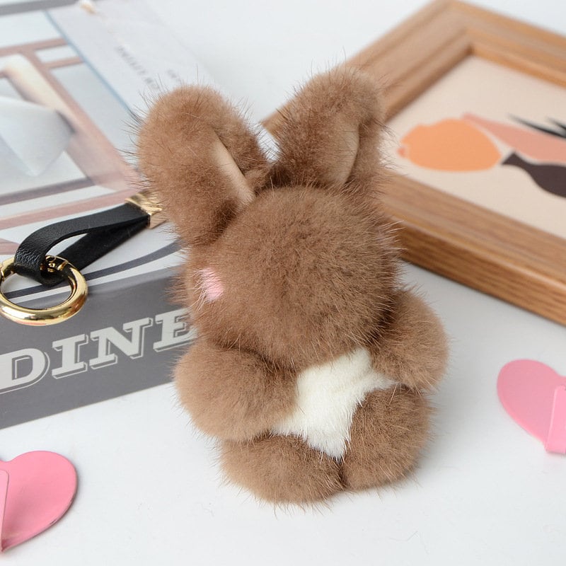Fluffy Bunny Doll Keyring With Mink Fur - Etsy