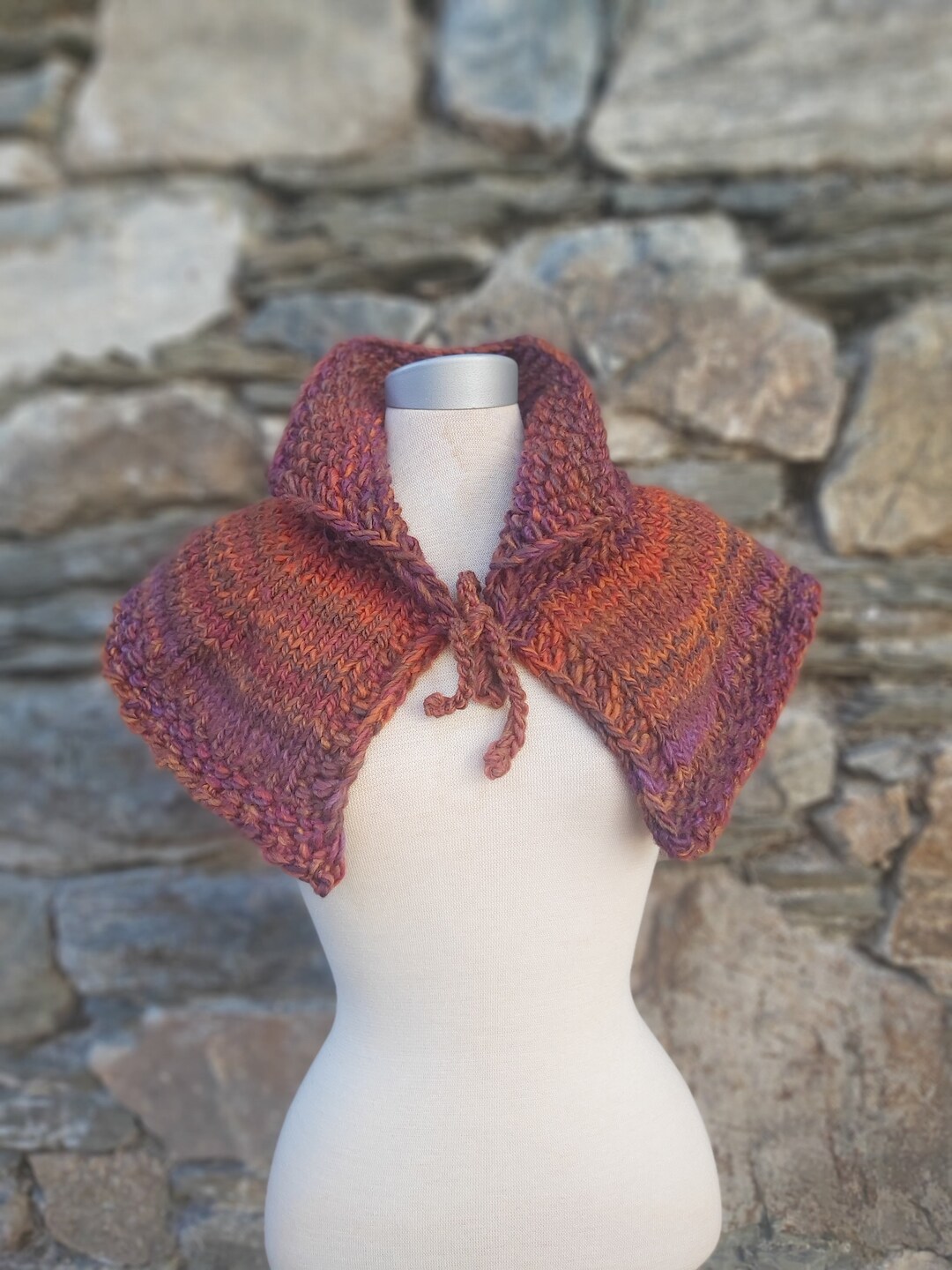 Knitted Cape With Sheep's Wool, Shoulder Shawl, Medieval, Claire ...