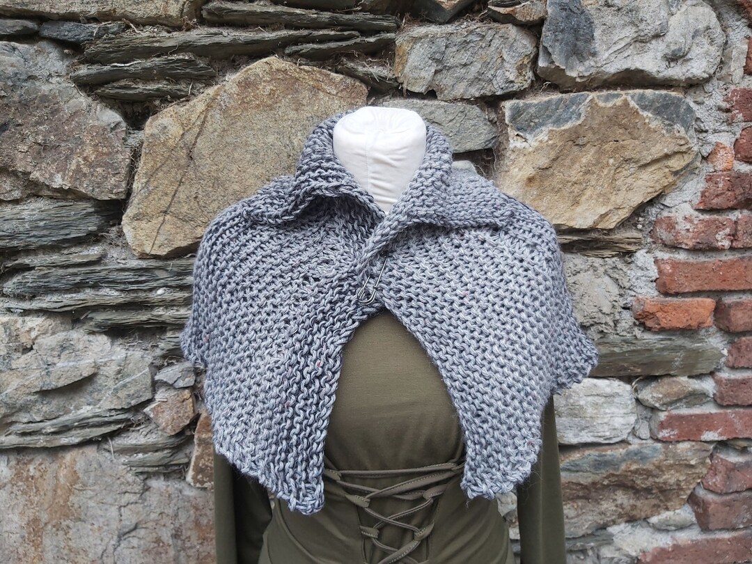 Knitted Cape Made of Recycled Sheep's Wool, Shoulder Shawl, Medieval ...