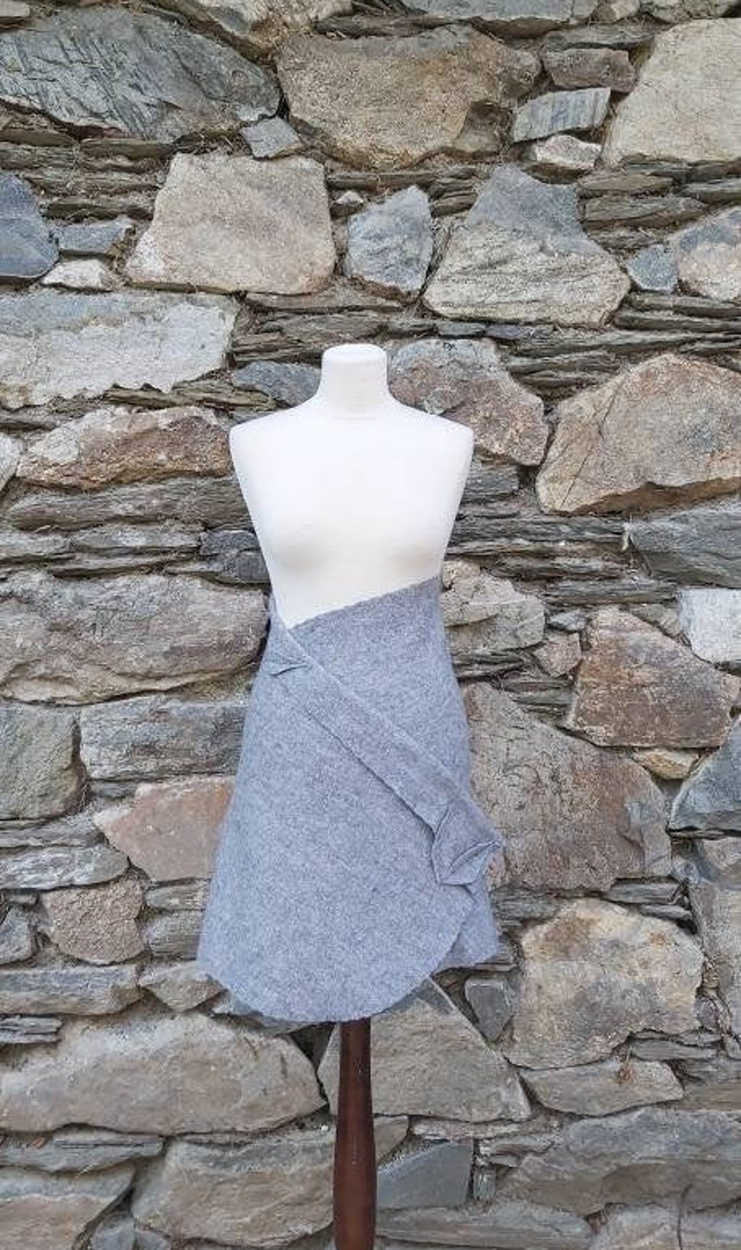 Wrap Skirt Made of Pure Virgin Wool in Light Grey, Wool Skirt, Full ...