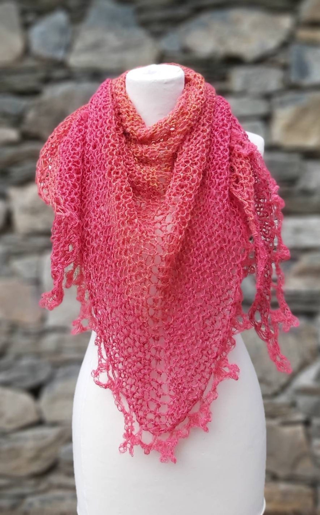 Triangle Scarf Made of Silk Mohair Sheep's Wool and - Etsy UK