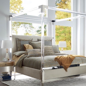 Acrylic Canopy Upholstered Bed (customizable) - Etsy