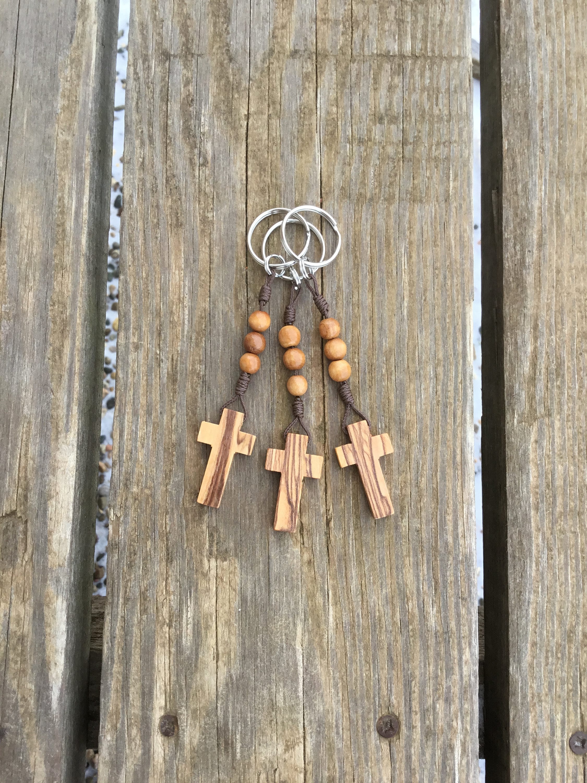 Olive Wood Cross Keychains | Etsy