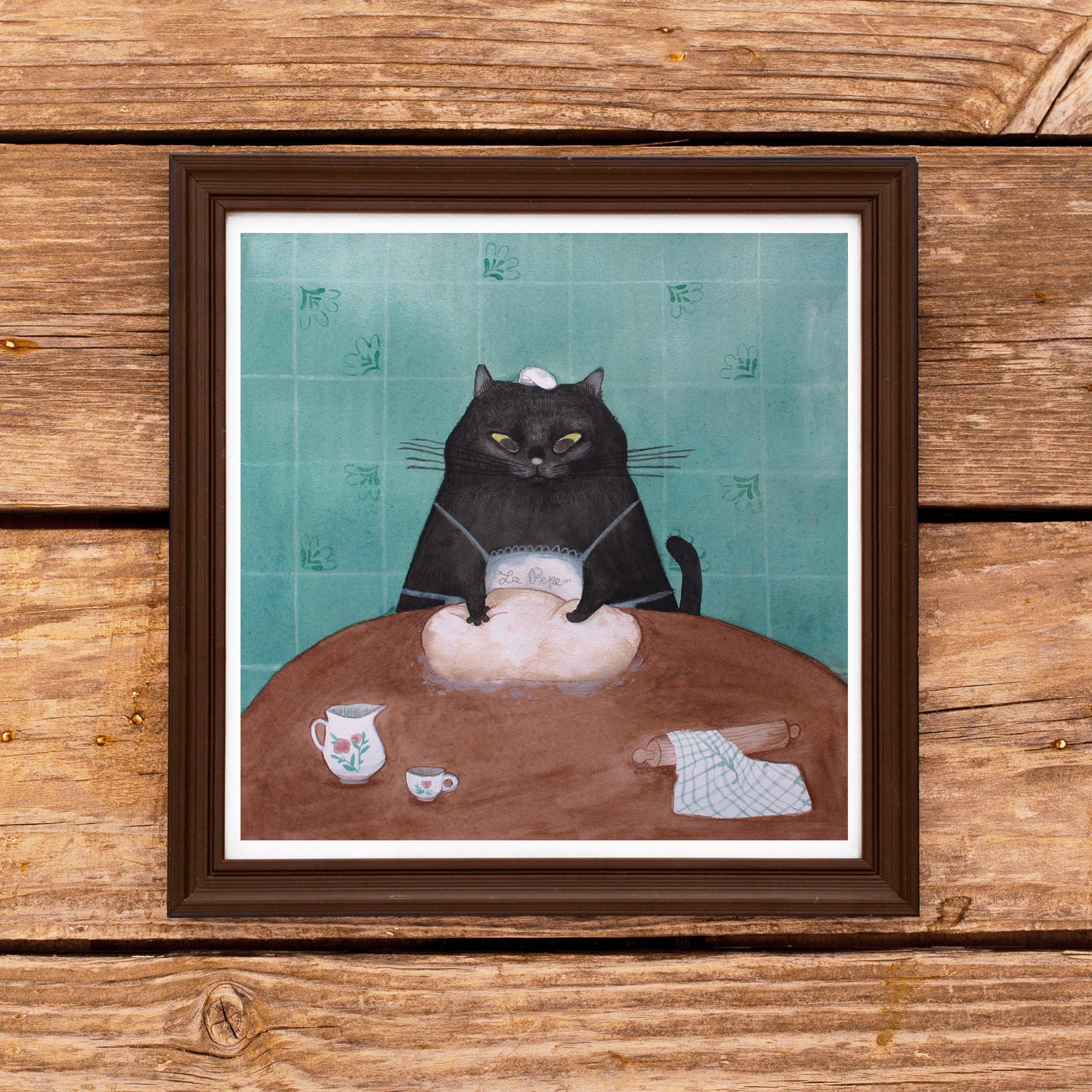 PEPE THE BAKER Art Print Black Cat Baker Cat | Etsy