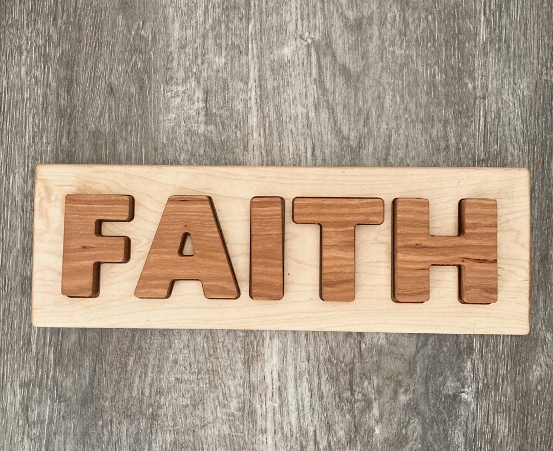 Baby Shower Gift - FAITH Puzzle - Wooden - Baptism Gift - Christian ...
