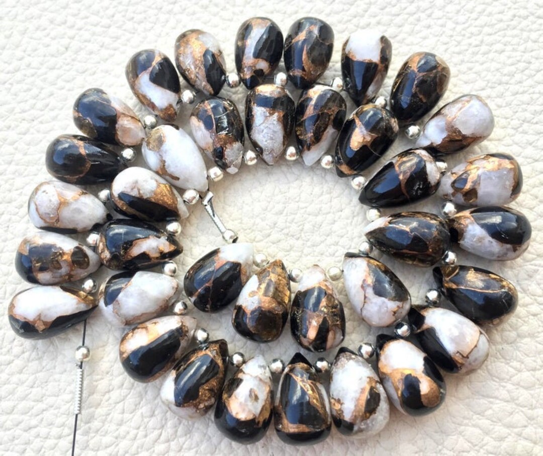 3 Matched Pair Ivory Copper Obsidian Smooth Drops Shape - Etsy