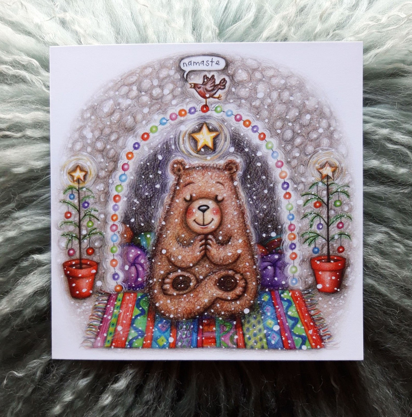 Yuletide Yogic Bear (I Bow to You) © Anthea Whitworth 2018. Christmas ...