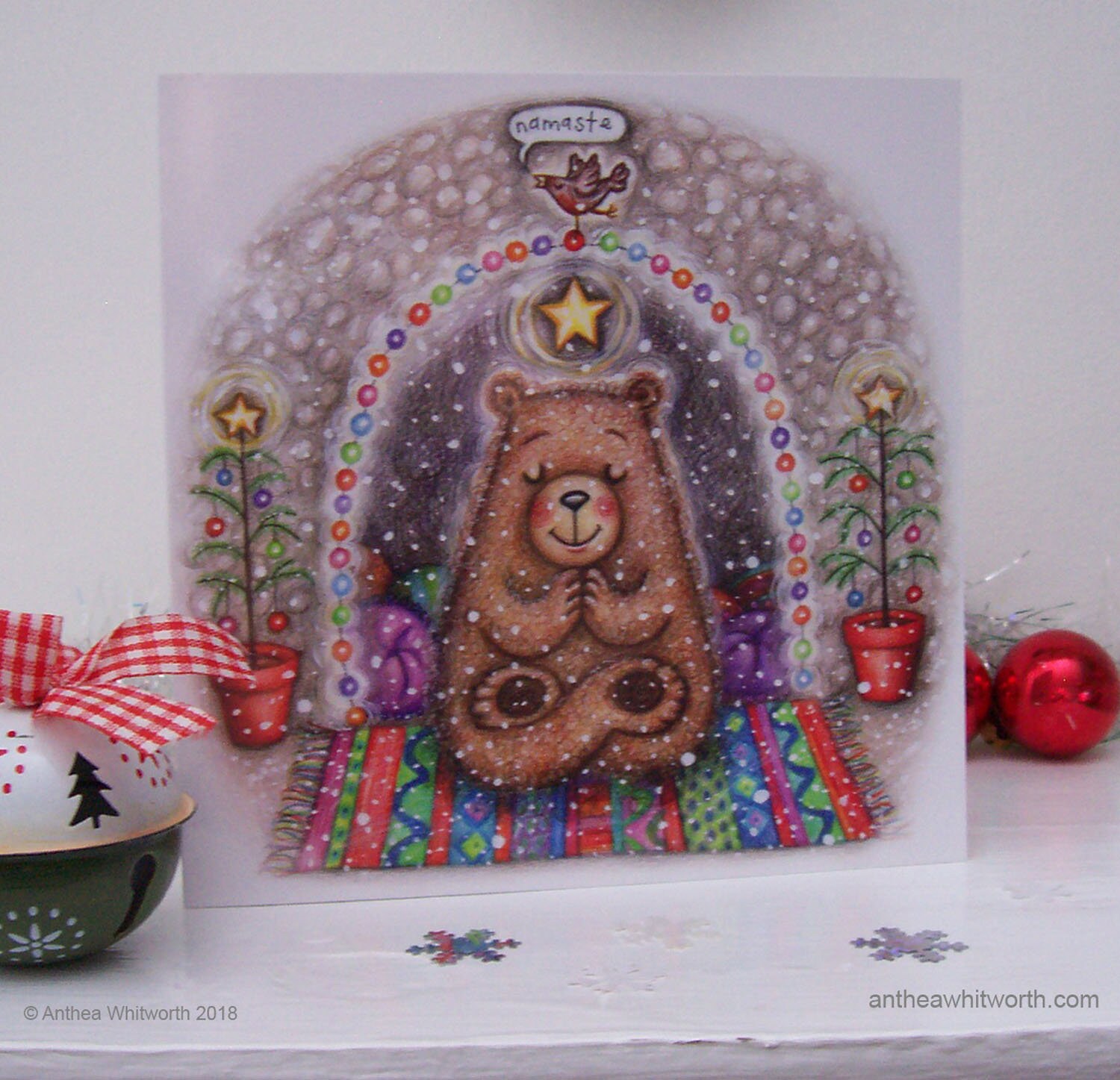 Yuletide Yogic Bear (I Bow to You) © Anthea Whitworth 2018. Christmas ...