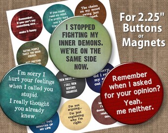 Buttons with sayings | Etsy